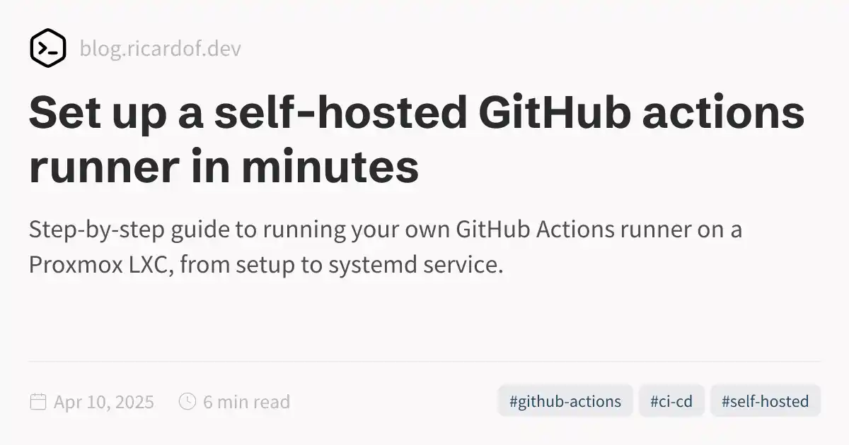 Set up a self-hosted GitHub actions runner in minutes
